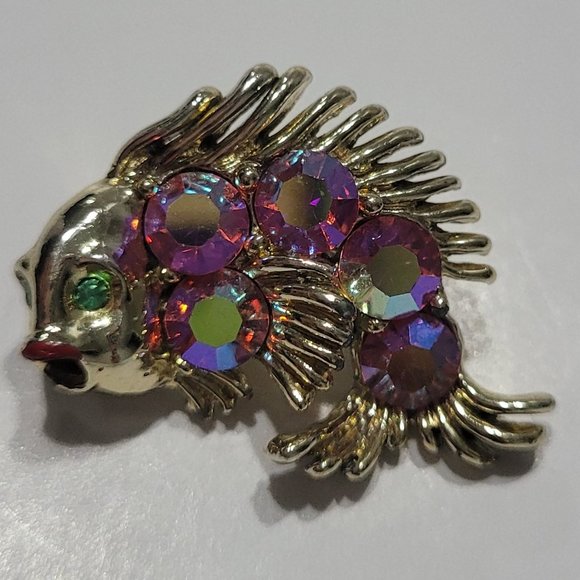Estate | Jewelry | Vintage Estate Aurora Borealis Rhinestone Fish ...